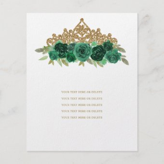 Budget Floral Emerald Green Tiara Quinceañera Flyer | Zazzle