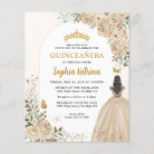 Budget Floral Gold BILINGUAL Spanish Quinceanera | Zazzle