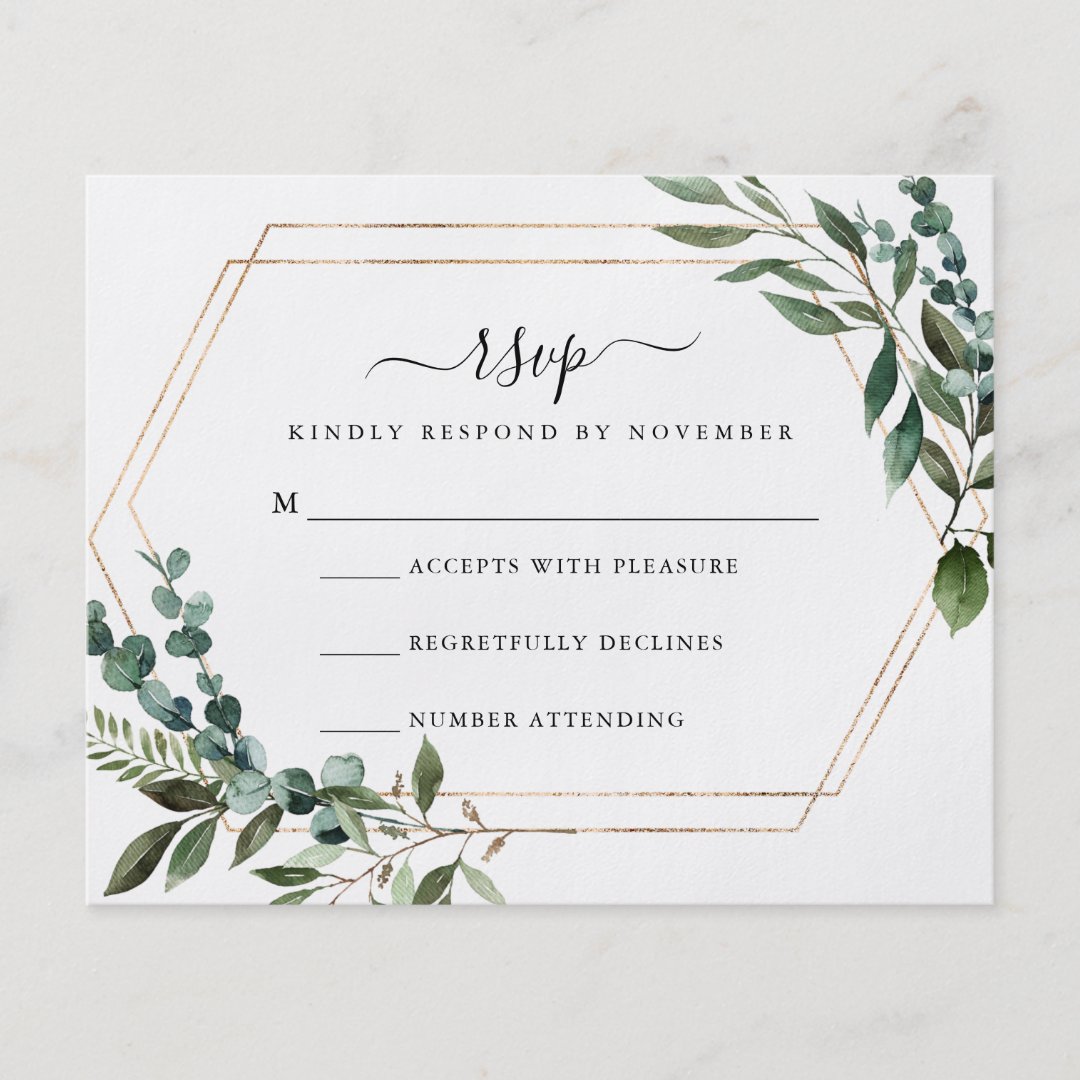 Budget Floral Gold Frame RSVP Card | Flyer | Zazzle