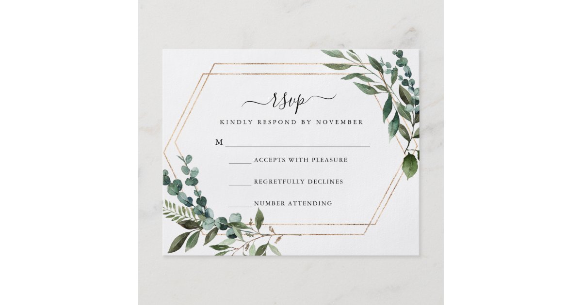 Budget Floral Gold Frame RSVP Card | Flyer | Zazzle