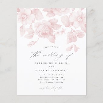 Budget Floral Script Pink Wedding | Zazzle