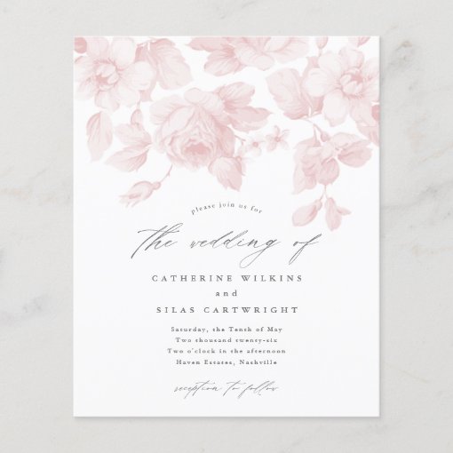Budget Floral Script Pink Wedding | Zazzle