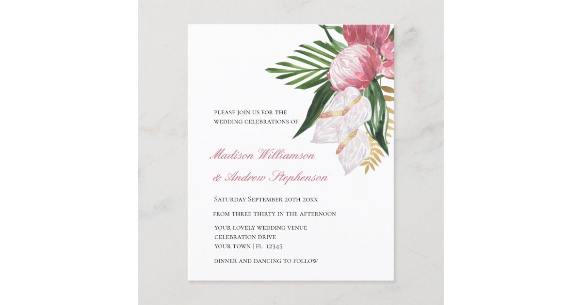 Budget Floral Tropical Paradise Wedding Invitation | Zazzle