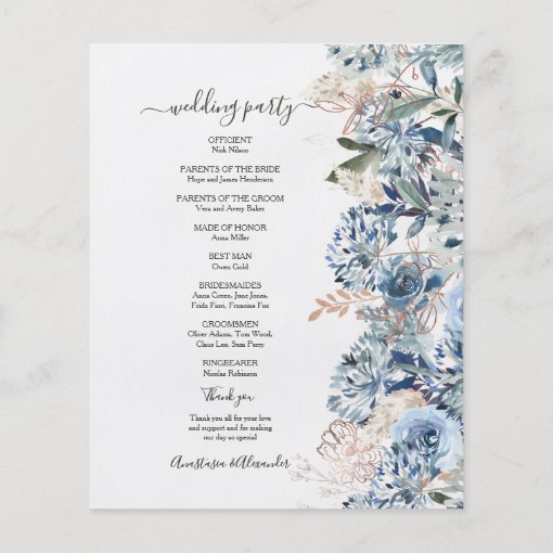 Budget Floral Wedding Program card. Flyer | Zazzle