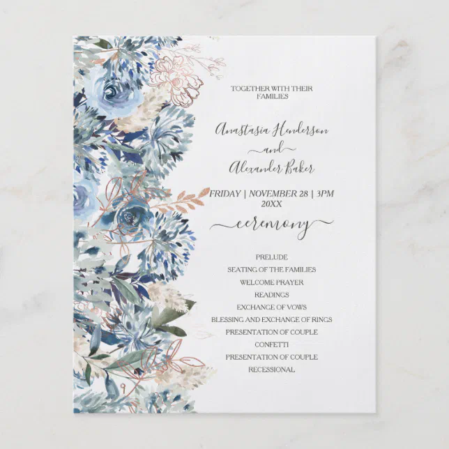 Budget Floral Wedding Program card. Flyer | Zazzle
