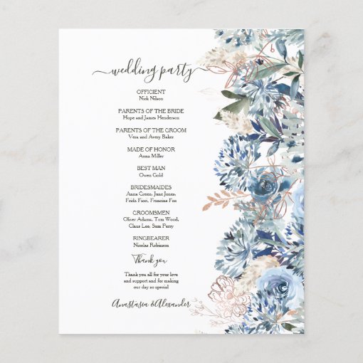 Budget Floral Wedding Program card. Flyer | Zazzle