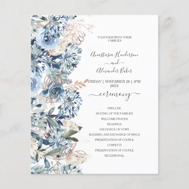 Budget Floral Wedding Program card. Flyer | Zazzle
