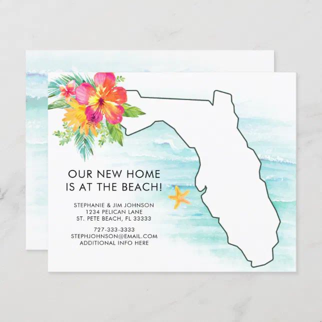Budget Florida Map Floral New Address Card | Zazzle