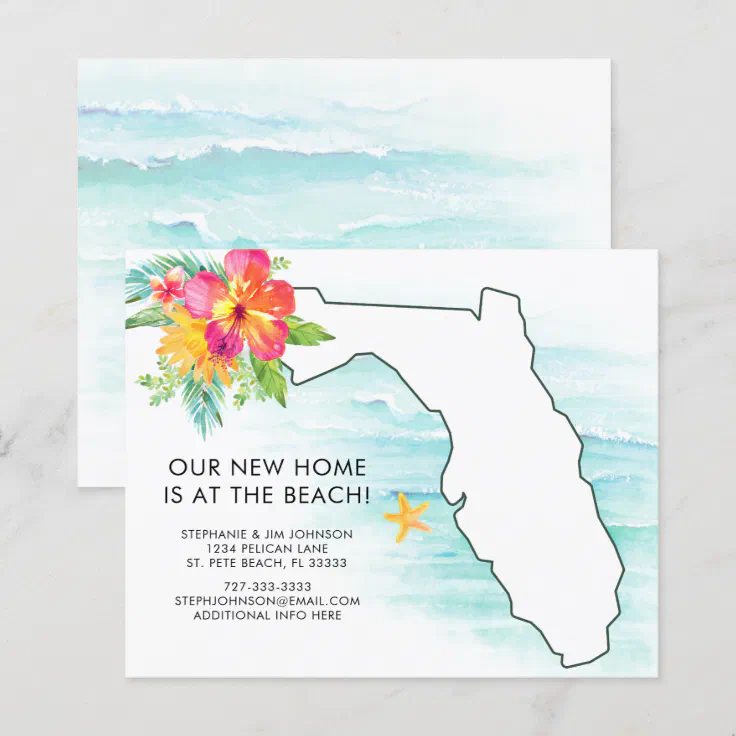 Budget Florida Map Floral New Address Card | Zazzle