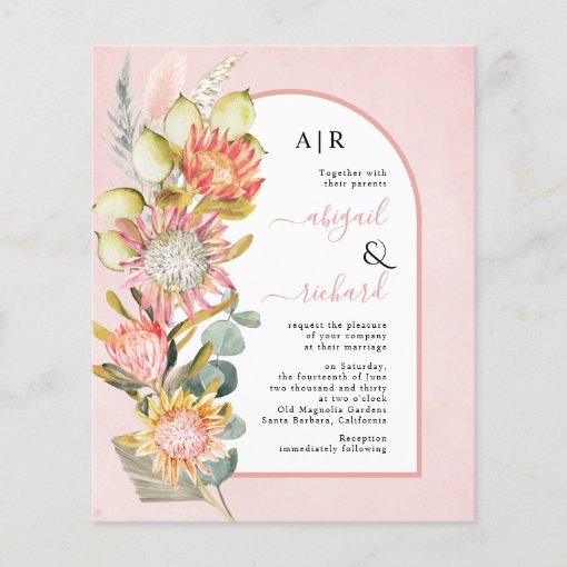 BUDGET Flowers QR code pink wedding Invitation | Zazzle