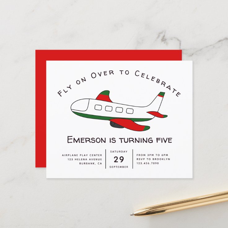 Budget Fly on Over Airplane Birthday Invitation | Zazzle