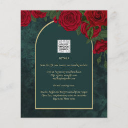 BUDGET ForestGreen RED Roses Winter Wedding INVITE Flyer | Zazzle