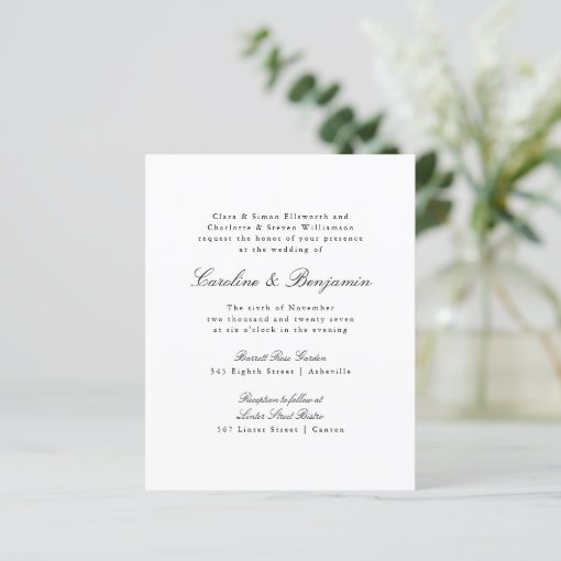 Budget Formal Script Elegant Wedding Invitation | Zazzle