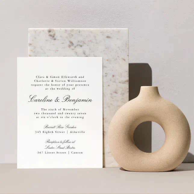 Budget Formal Script Elegant Wedding Invitation | Zazzle