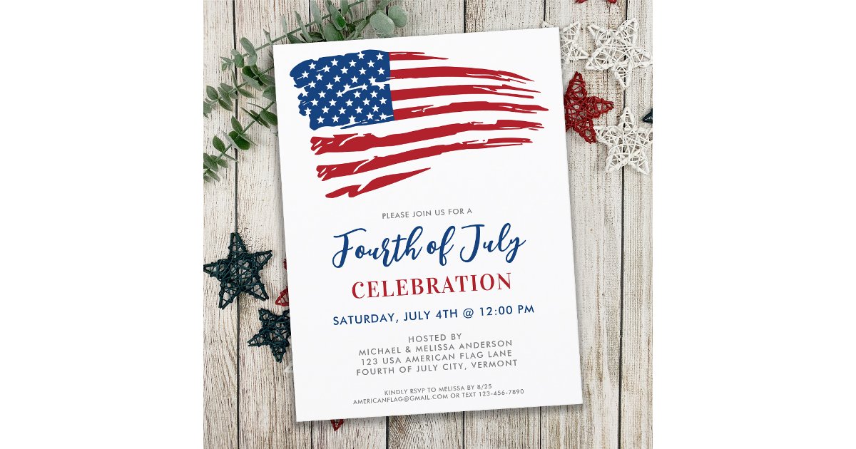 Budget Fourth Of July Patriotic Party Invitation | Zazzle