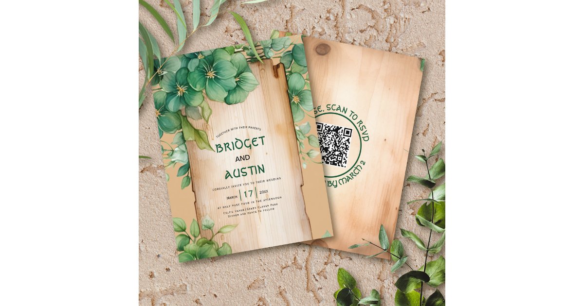 BUDGET Frame QR code Irish wedding invitation | Zazzle
