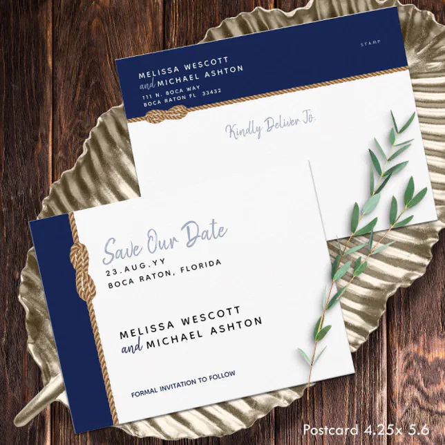 Budget-Friendly ⚓ Nautical Save Our Date Announcement Postcard | Zazzle