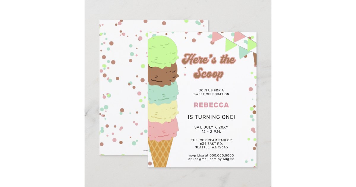Budget Fun Ice cream party Birthday invitation | Zazzle
