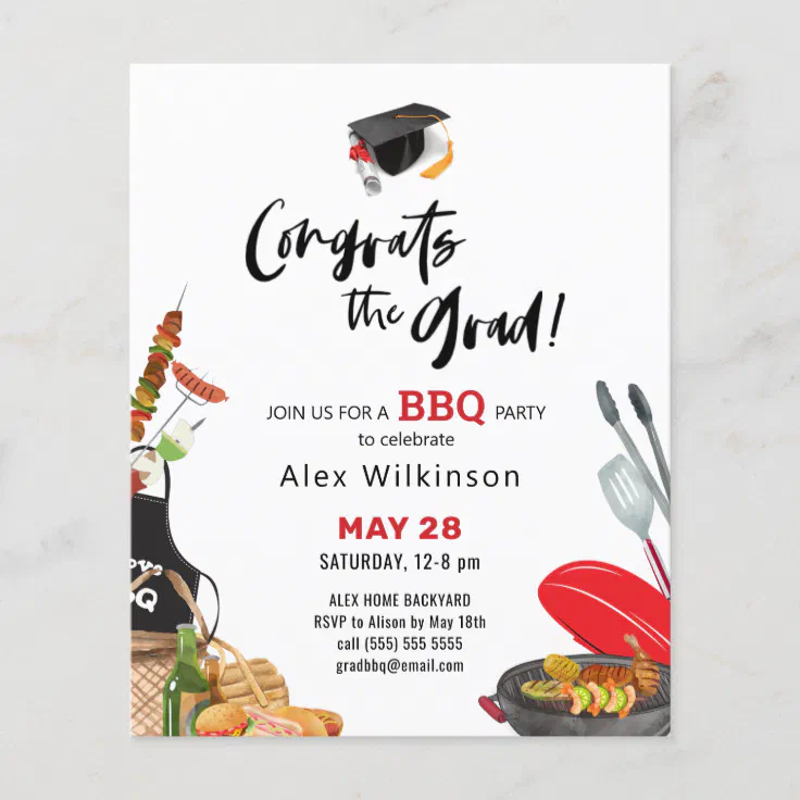 BUDGET Fun Script Photo Graduation BBQ Invitation | Zazzle