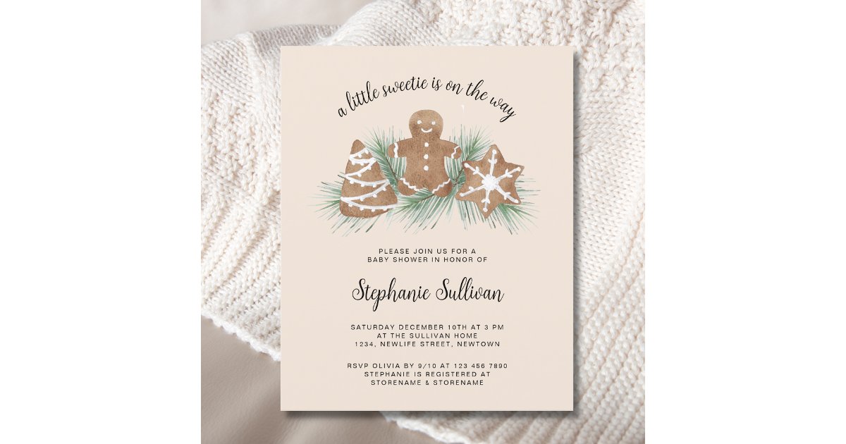 Budget Gingerbread Christmas Baby Shower Invite | Zazzle