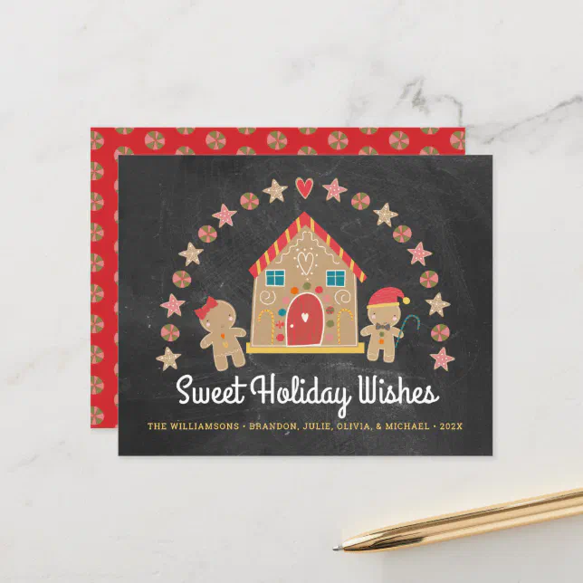 Budget Gingerbread Sweet Holiday Wishes Chalk Card | Zazzle