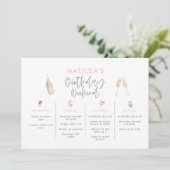 Budget girly elegant birthday weekend itinerary invitation | Zazzle