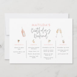 Budget girly elegant birthday weekend itinerary invitation | Zazzle