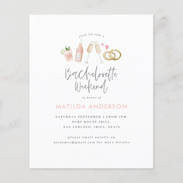 budget Girly pink champagne chic bachelorette | Zazzle