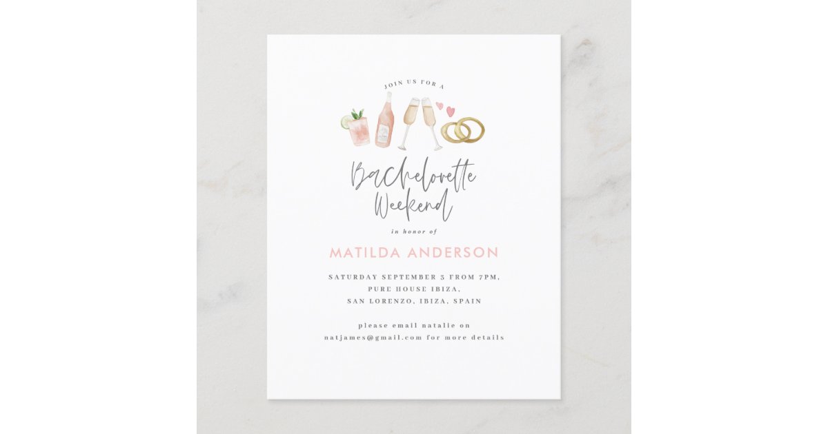 budget Girly pink champagne chic bachelorette Flyer | Zazzle