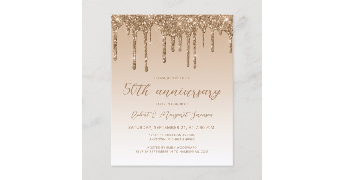 Budget Glitter Gold 50th Anniversary Script | Zazzle