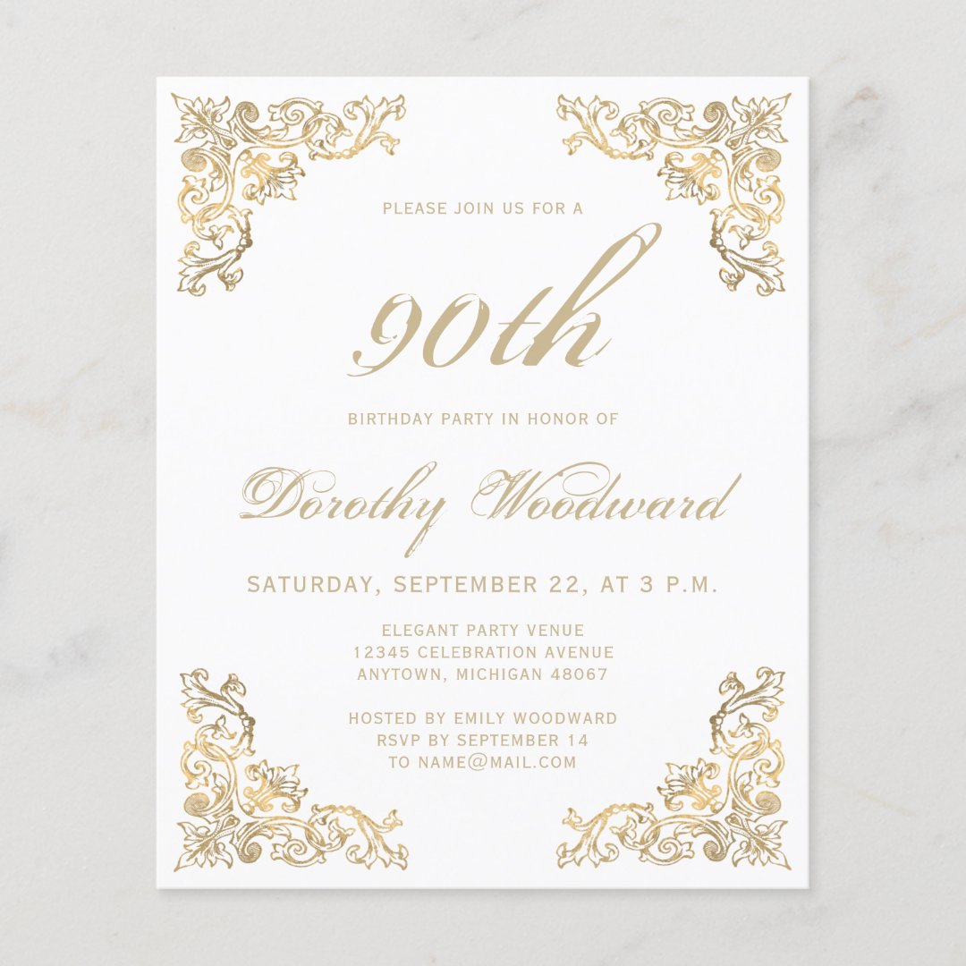 Budget Gold Frame Birthday Party Invitation | Zazzle