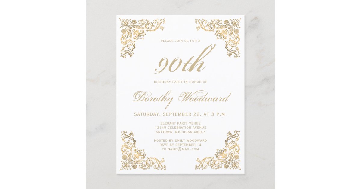 Budget Gold Frame Birthday Party Invitation | Zazzle
