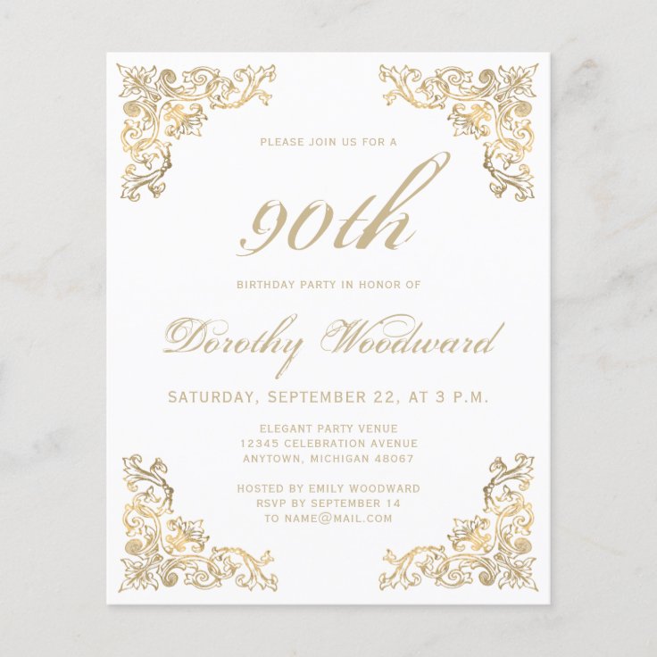 Budget Gold Frame Birthday Party Invitation | Zazzle