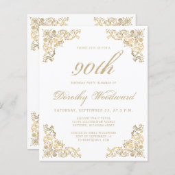 Budget Gold Frame Birthday Party Invitation | Zazzle