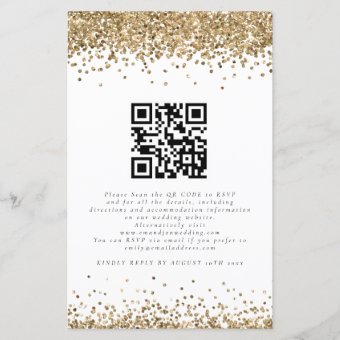 Budget Gold Glitter QR Code Wedding Invite | Zazzle