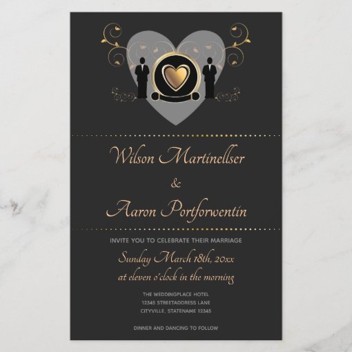 Budget Gold Heart Wedding LGBTQ Wedding Invitation | Zazzle