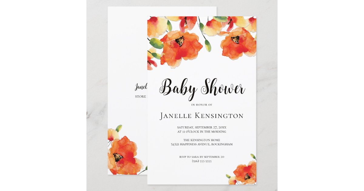 BUDGET Golden Poppy Baby Shower Invitation | Zazzle