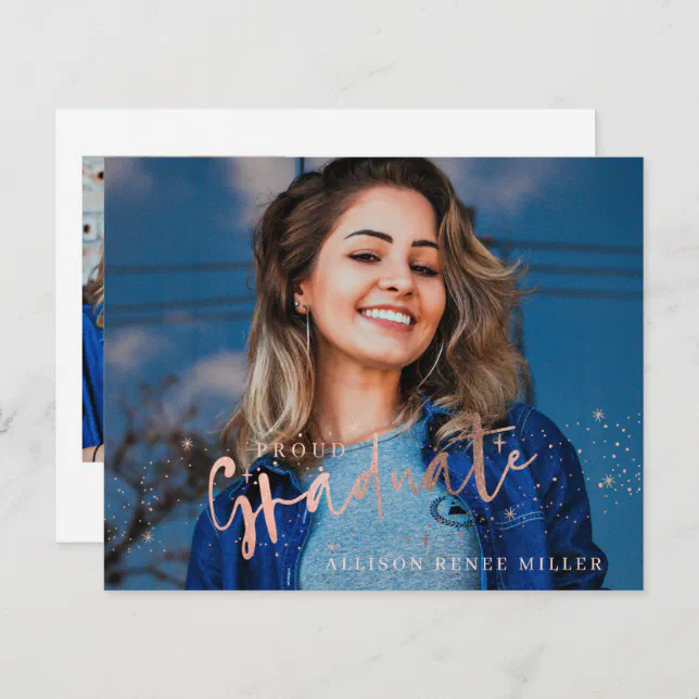 Budget Graduate 2 photos Graduation Invitation | Zazzle