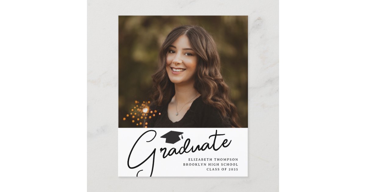 Budget GRADUATE Cap Photo Graduation Announcement | Zazzle