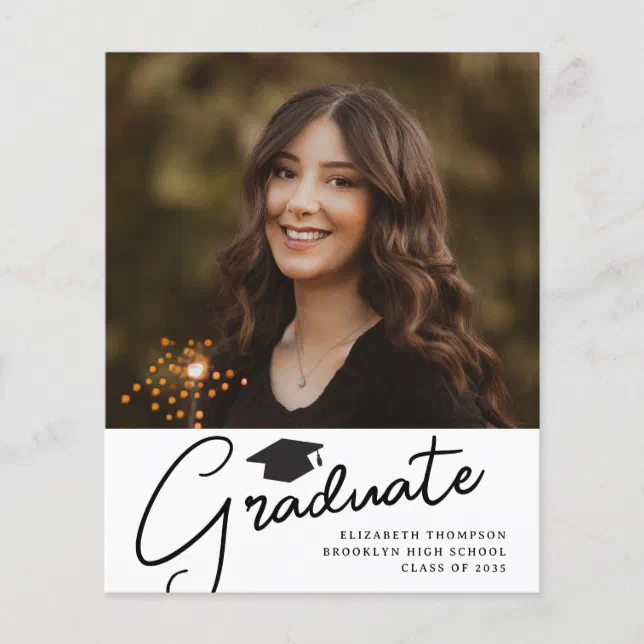Budget GRADUATE Cap Photo Graduation Announcement | Zazzle