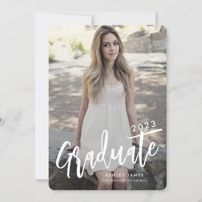 Budget Graduate Script 2 Photo Graduation Card | Zazzle