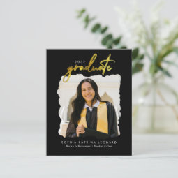 Budget Graduate Script Gold Photo Graduation | Zazzle