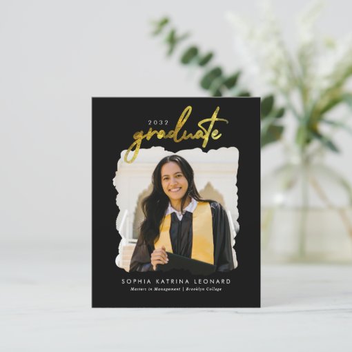 Budget Graduate Script Gold Photo Graduation | Zazzle