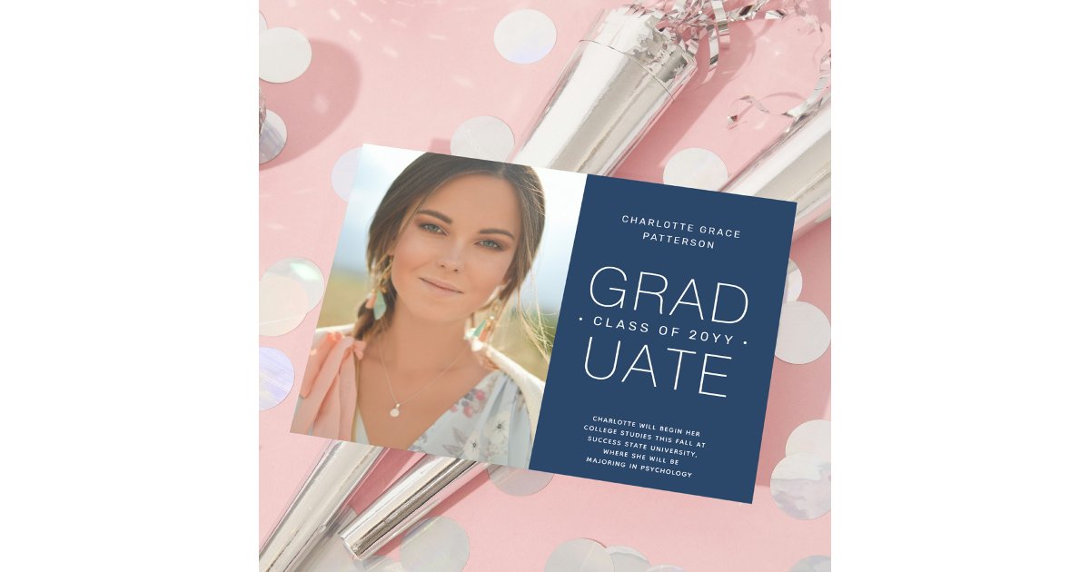 Budget Graduation Announcement Photo Minimalist Flyer | Zazzle