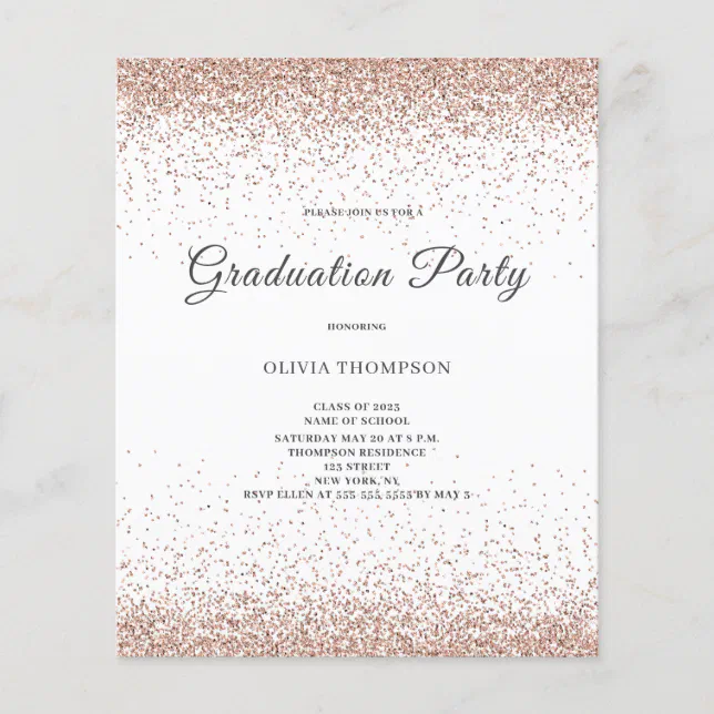 Budget Graduation Pink Glitter Party Invitation | Zazzle