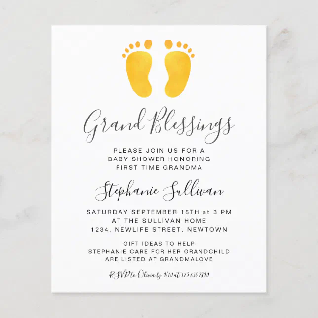 Budget Grand Blessings Baby Shower Invitation | Zazzle