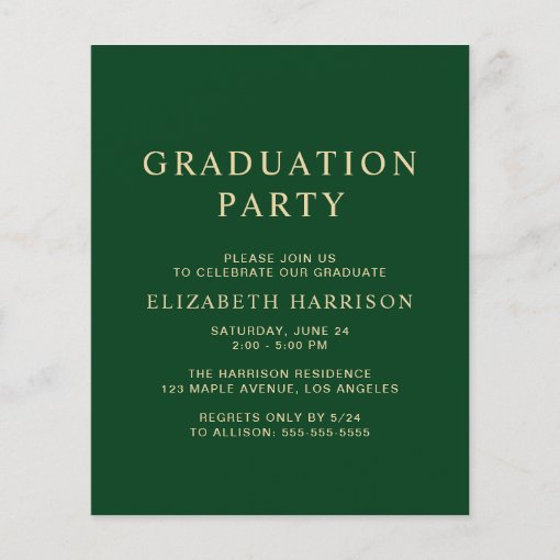 Budget Green College Graduation Party Invitation | Zazzle