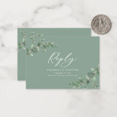 budget green Eucalyptus Greenery Wedding reply Note Card | Zazzle