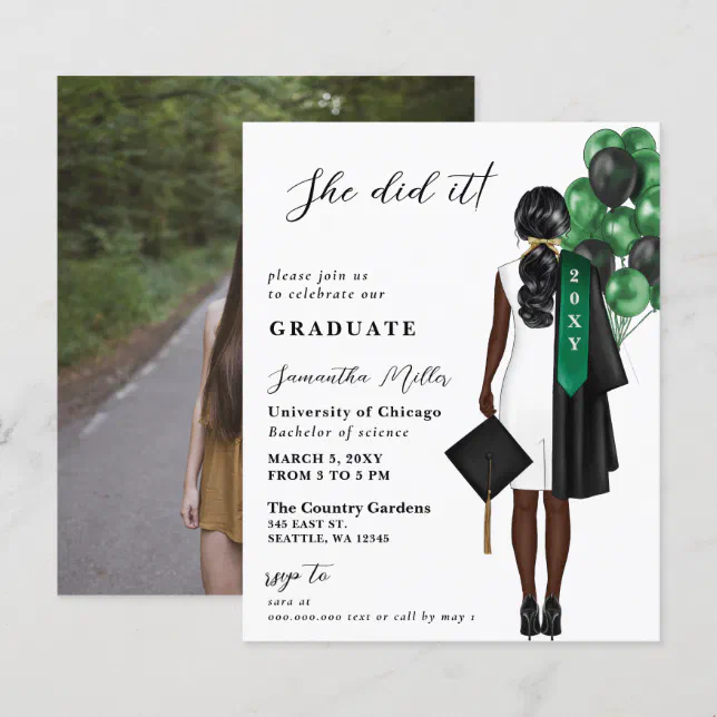 Budget Green Photo She Did It Graduation | Zazzle
