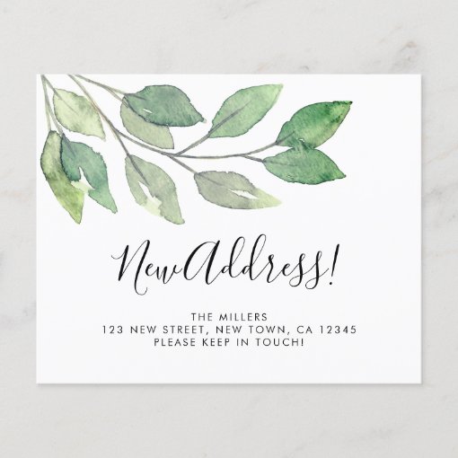 Budget Greenery New Address Announcement Card | Zazzle